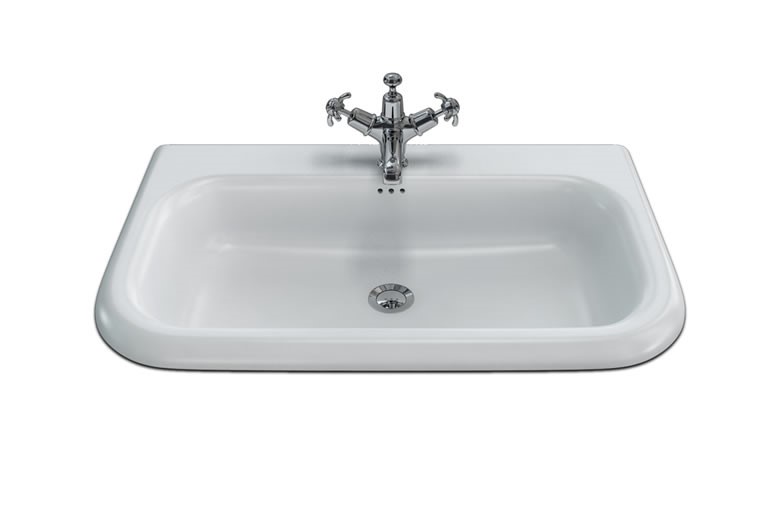 Large roll top basin with stainless steel stand