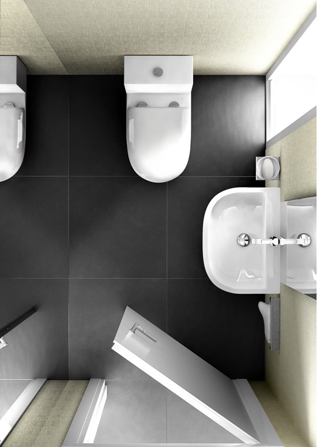 Compact close coupled WC (back to wall) with cistern & soft close seat