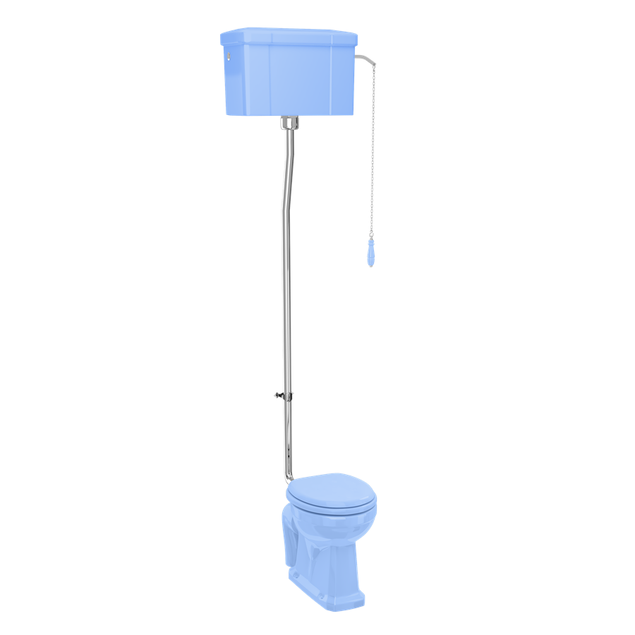 Bespoke Enchanted Blue Standard High Level WC with Single Flush Ceramic ...