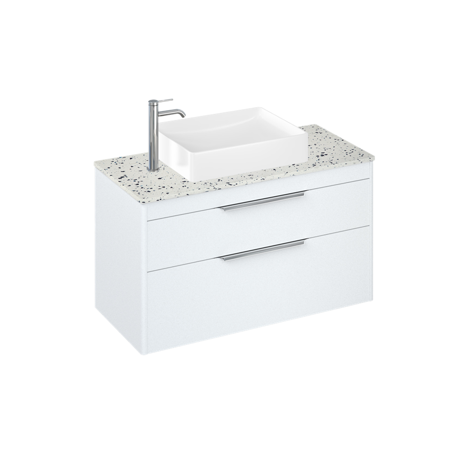 Shoreditch 1000mm Wall Hung Double Drawer Unit, Ice Blue Worktop and ...
