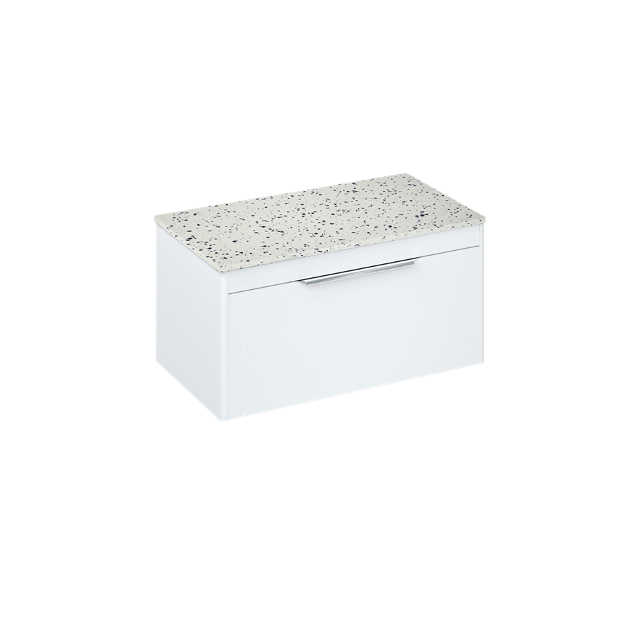 Shoreditch 850mm Wall Hung Single Drawer Unit with Ice Blue Worktop